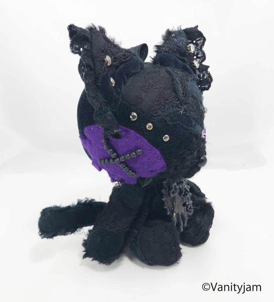 Hand dyed Gothic plushie One of a kind Handmade soft toy | Etsy
