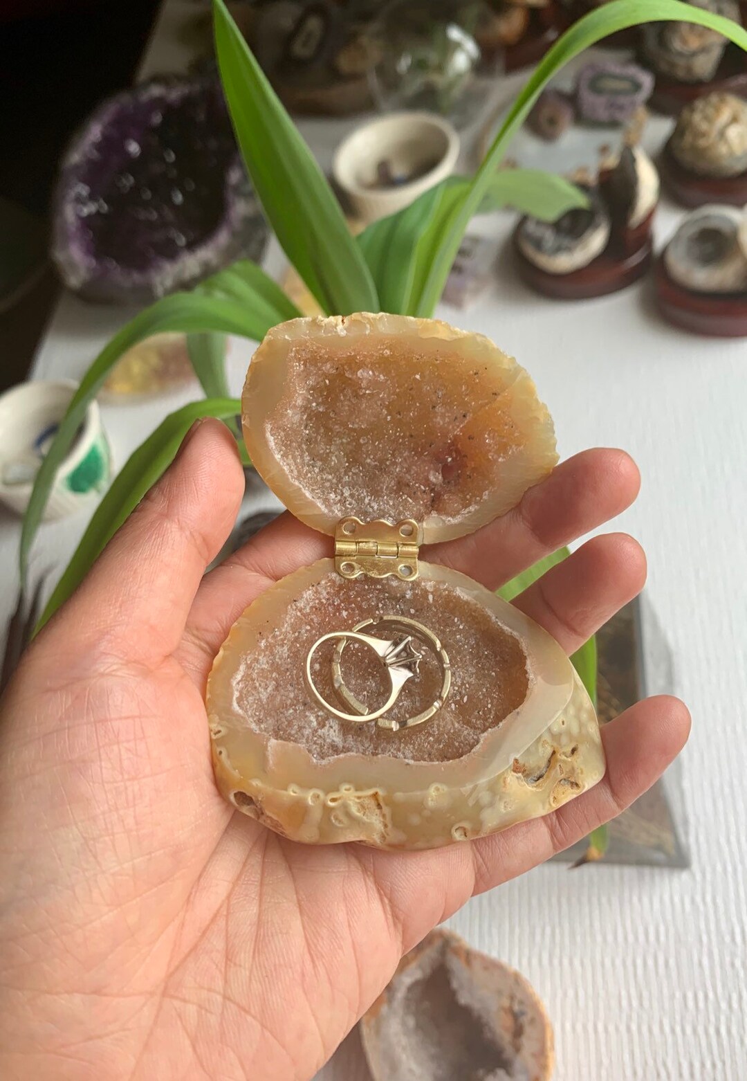 Geode Jewelry Box/polished Geode Ring Box/ Wedding Ring Box/ Engagement ...