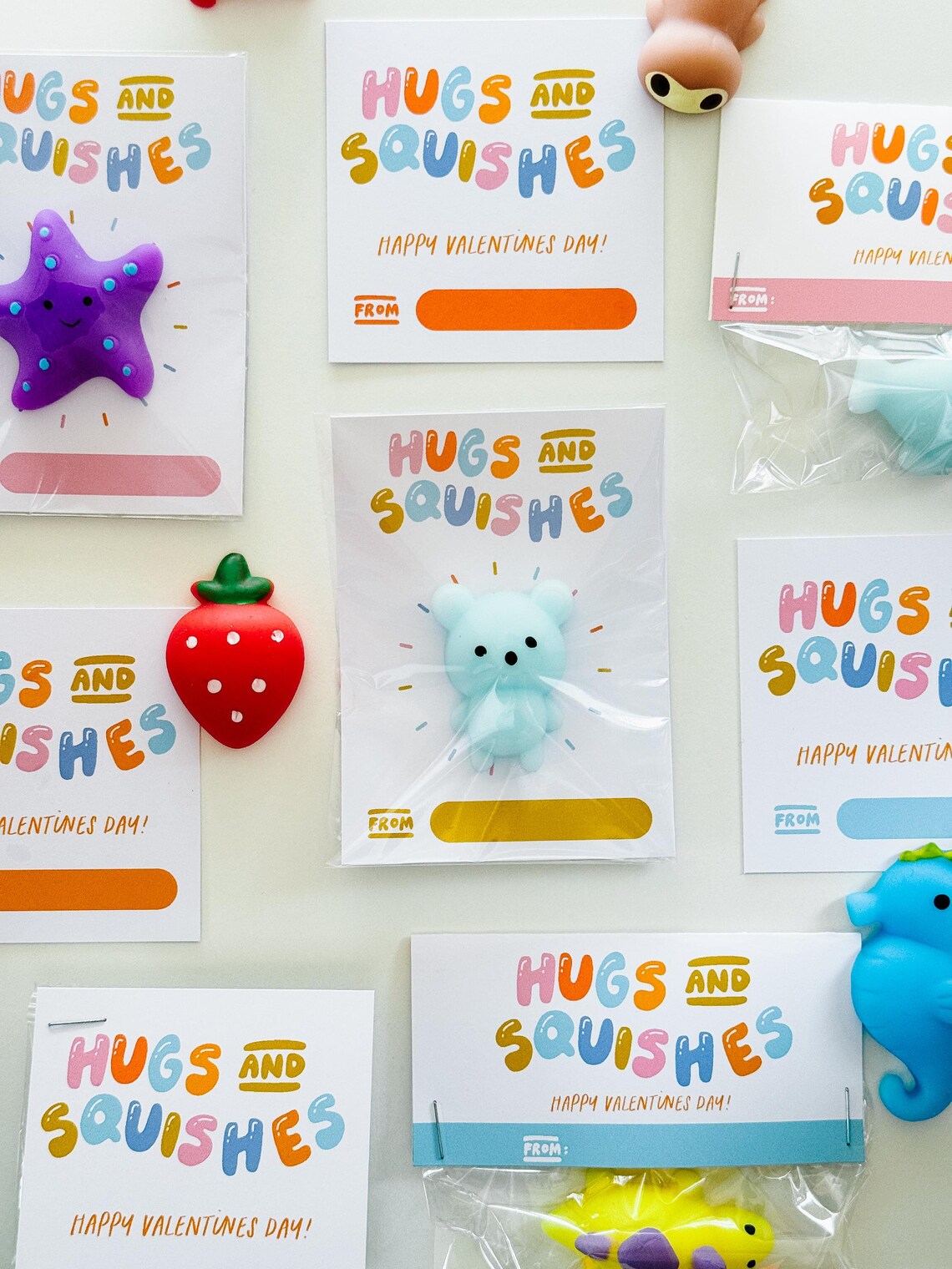 Printable Mochi Squish Toy Valentine Tag, Card, Hugs and Squishes, Non ...
