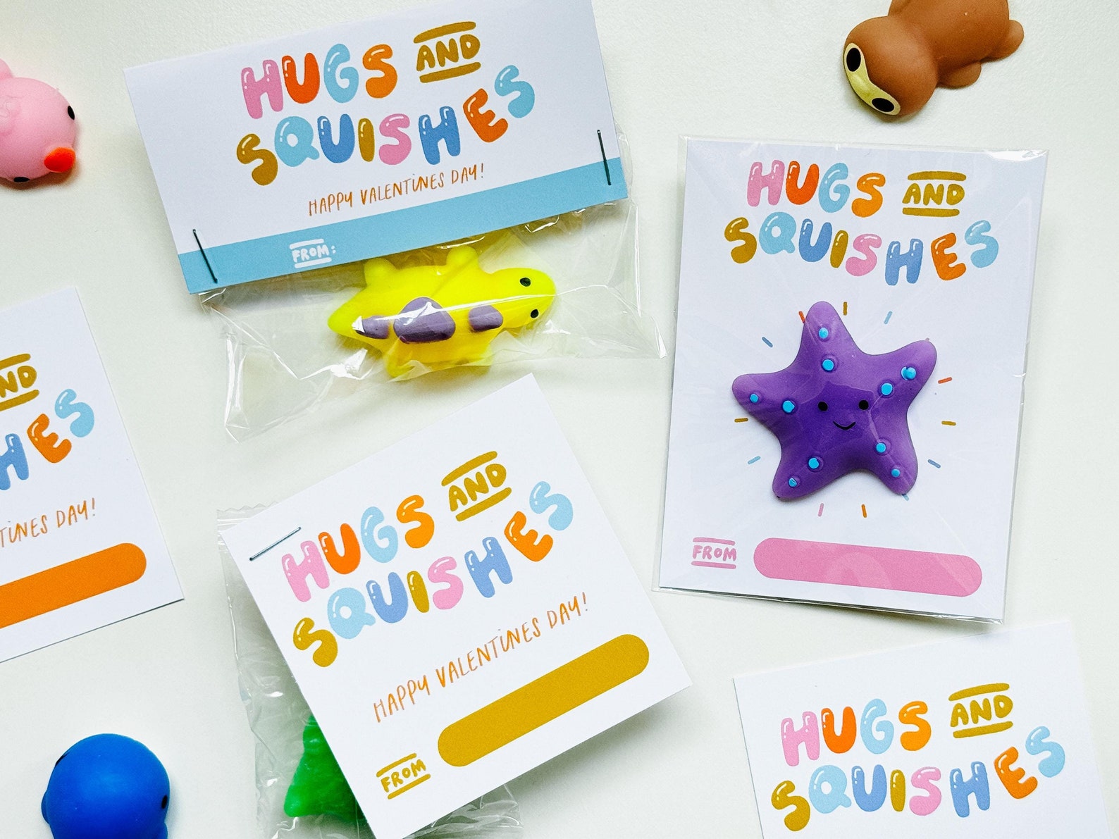 Printable Mochi Squish Toy Valentine Tag, Card, Hugs and Squishes, Non ...