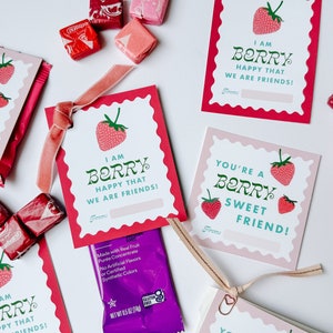 Printable Fruit Snack Valentine Tag, Berry Classroom Valentines for ...