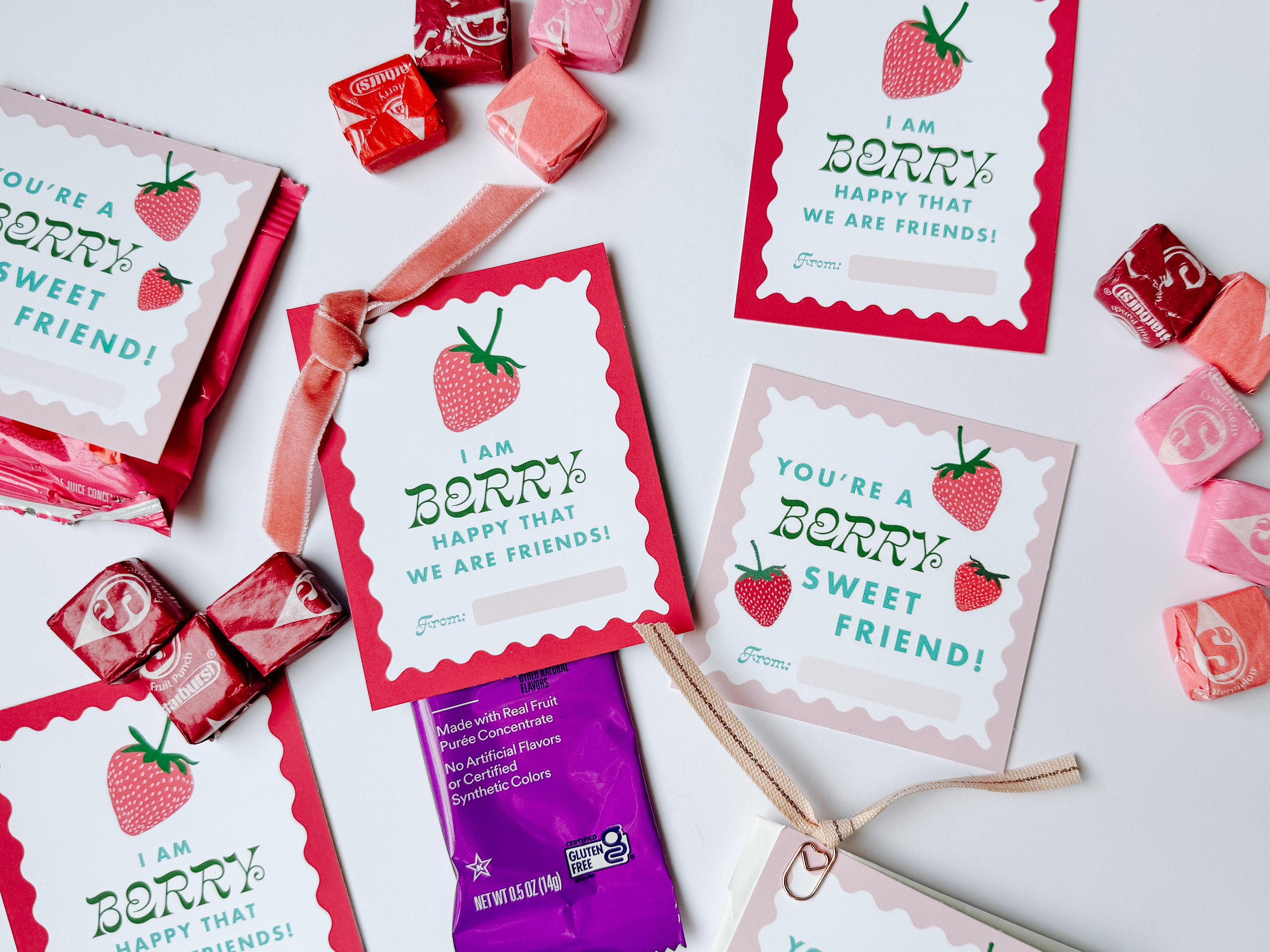 Printable Fruit Snack Valentine Card, Berry Classroom Valentines for ...