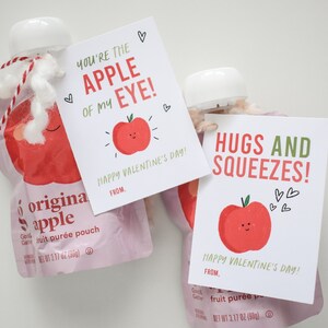 Printable Applesauce Pouch Valentine Tag, Hugs and Squeezes, Apple of ...