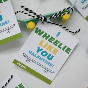 Printable Skateboard Valentine Tag, I Wheelie Like You, Classroom ...