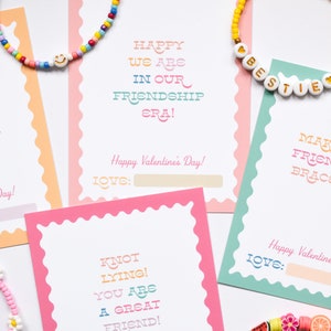 Printable Friendship Bracelet Valentine Tag, Friendship Era, Galentine ...