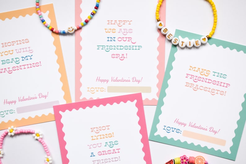 Printable Kids Friendship Bracelet Valentine Card, Swiftie Friendship ...