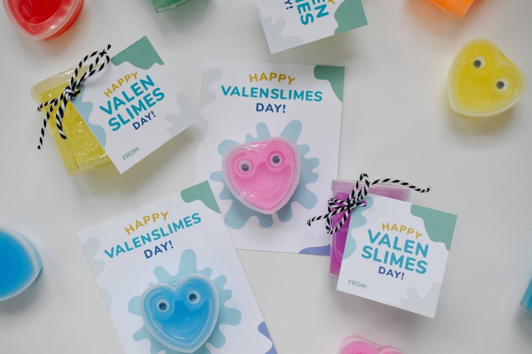 Printable Slime Valentine Tags for School Class, Preschool Valentine ...