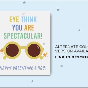 Printable Sunglasses Valentine Tag, You Are Spectacular, Valentines for ...