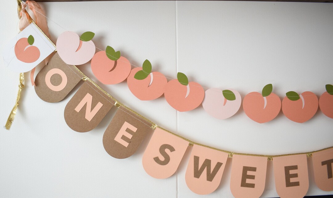 One Sweet Peach Birthday Banner, Sweet as a Peach Birthday Decorations ...