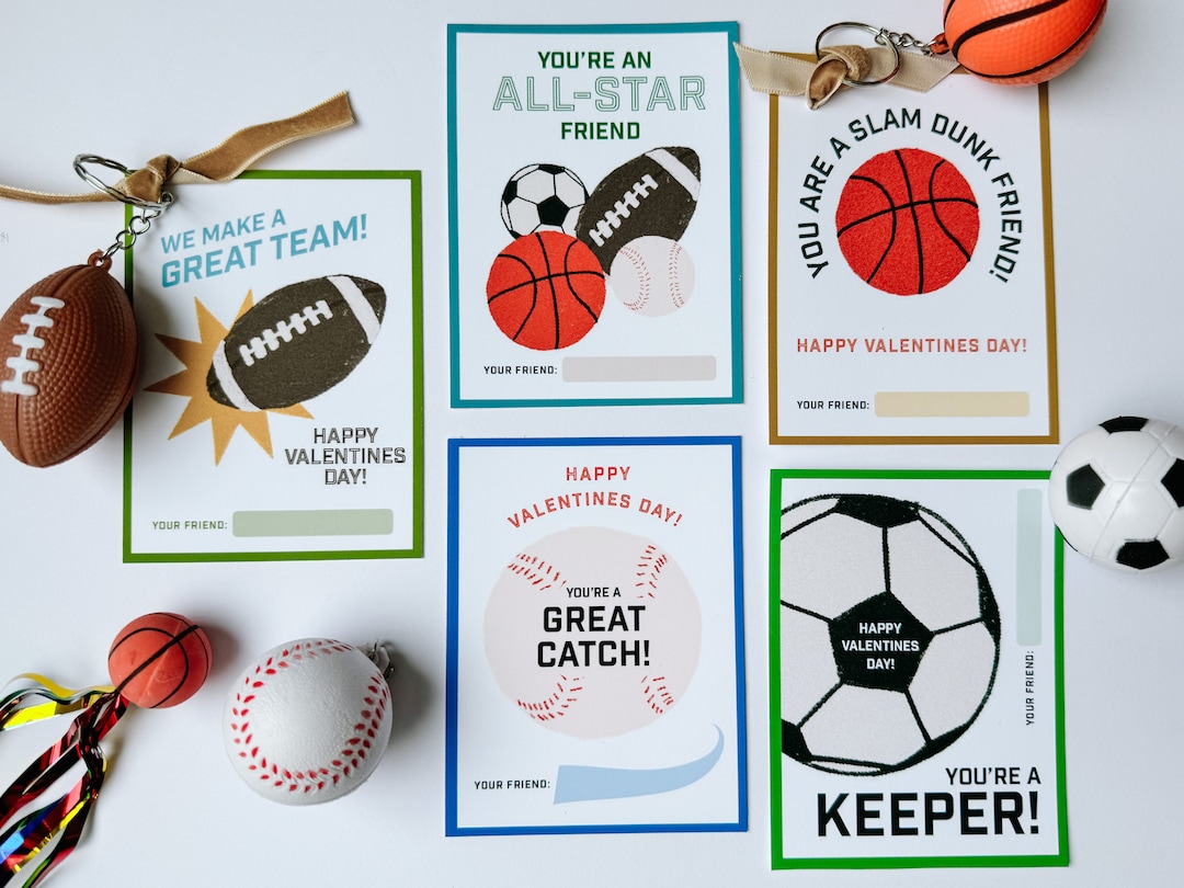 Printable Sports Valentine Tag, Sports Valentines for Kids, for School ...