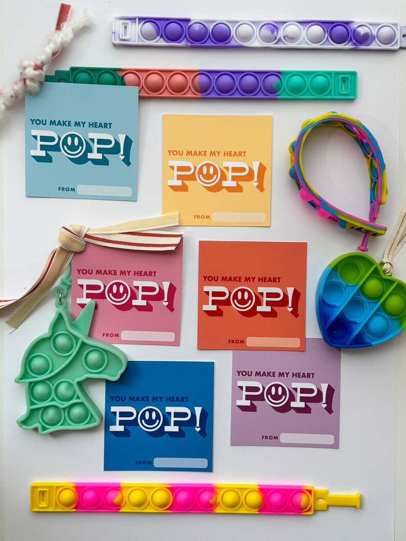 Printable Fidget Popper Valentine Tag, Preschool Valentines, Bubble ...