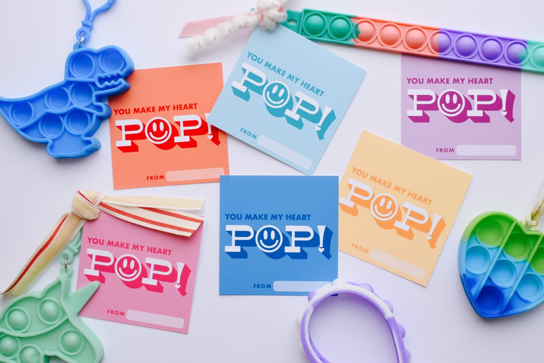 Printable Fidget Popper Valentine Tag, Preschool Valentines, Bubble ...