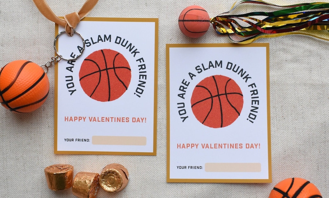 Printable Basketball Valentine Tag, Sports Valentines Card for Kids ...