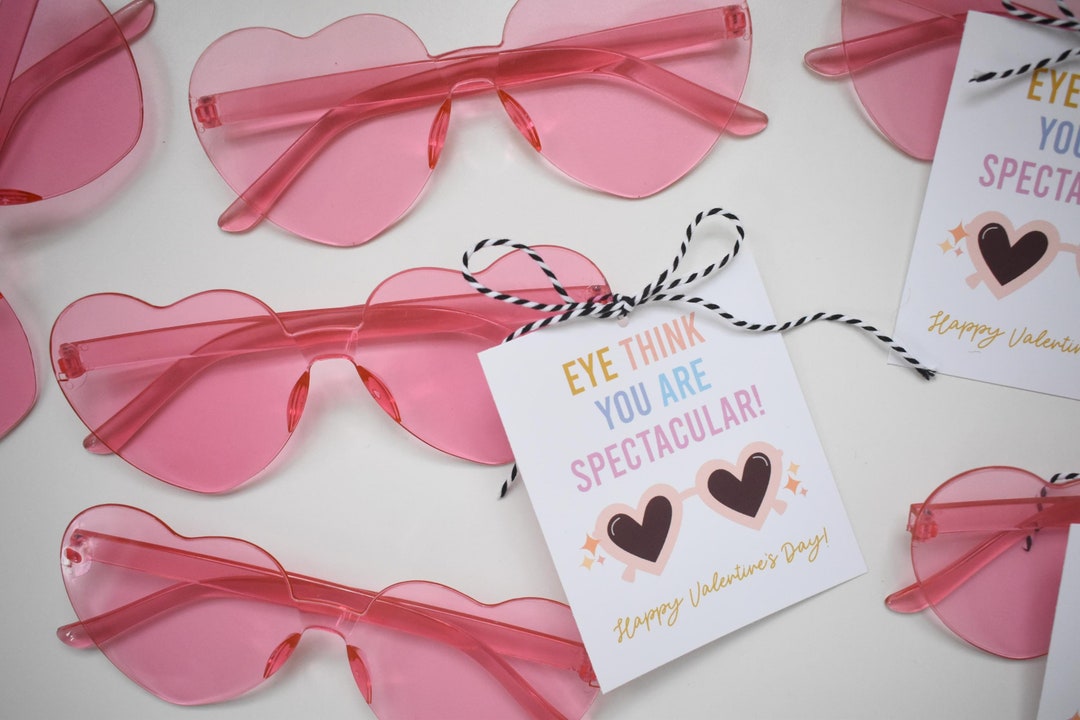 Printable Valentine Kids Heart Sunglasses Card/tag, School, Classroom ...