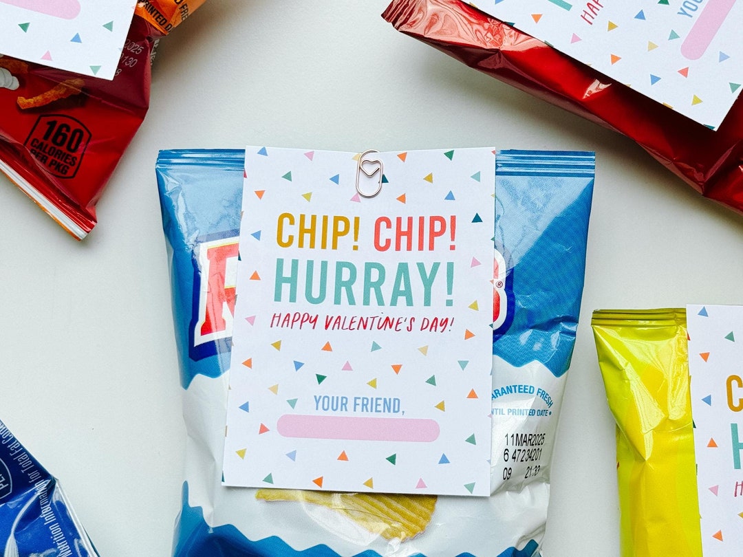 Printable Chip Valentine Tag, Chip Chip Hurray, Valentines for Kids ...