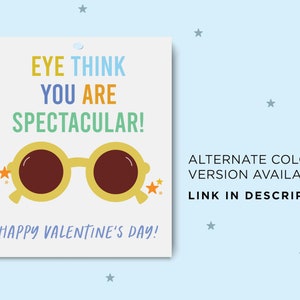 Printable Sunglasses Valentine Tag, You Are Spectacular, Valentines for ...