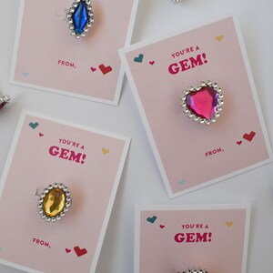 Printed Gem Valentine Cards for Class, Valentines for Girls, School ...