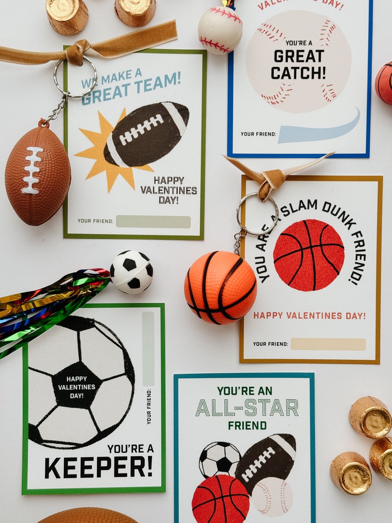 Printable Football Valentine Tag, We Make a Great Team, Sports ...