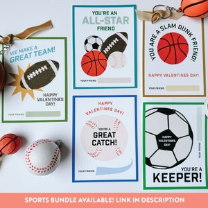 Printable Football Valentine Tag, We Make a Great Team, Sports ...