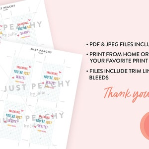 Printable Pencil Valentine Tag, Just Write, Pen, Coloring Valentines ...