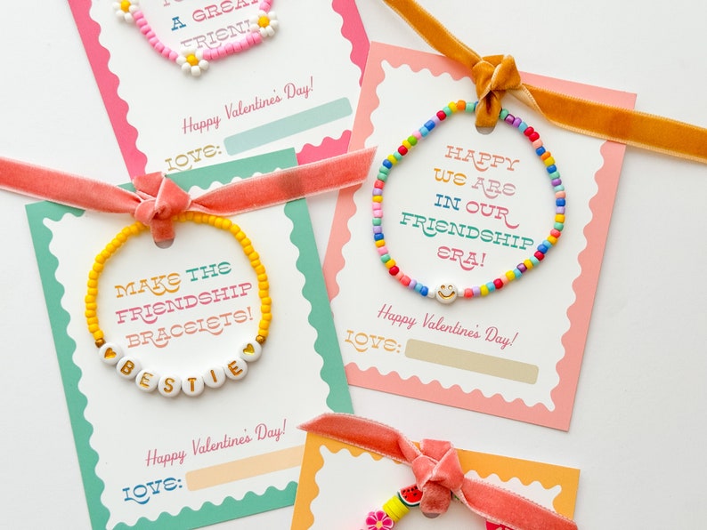 Printable Kids Friendship Bracelet Valentine Card, Swiftie Friendship ...