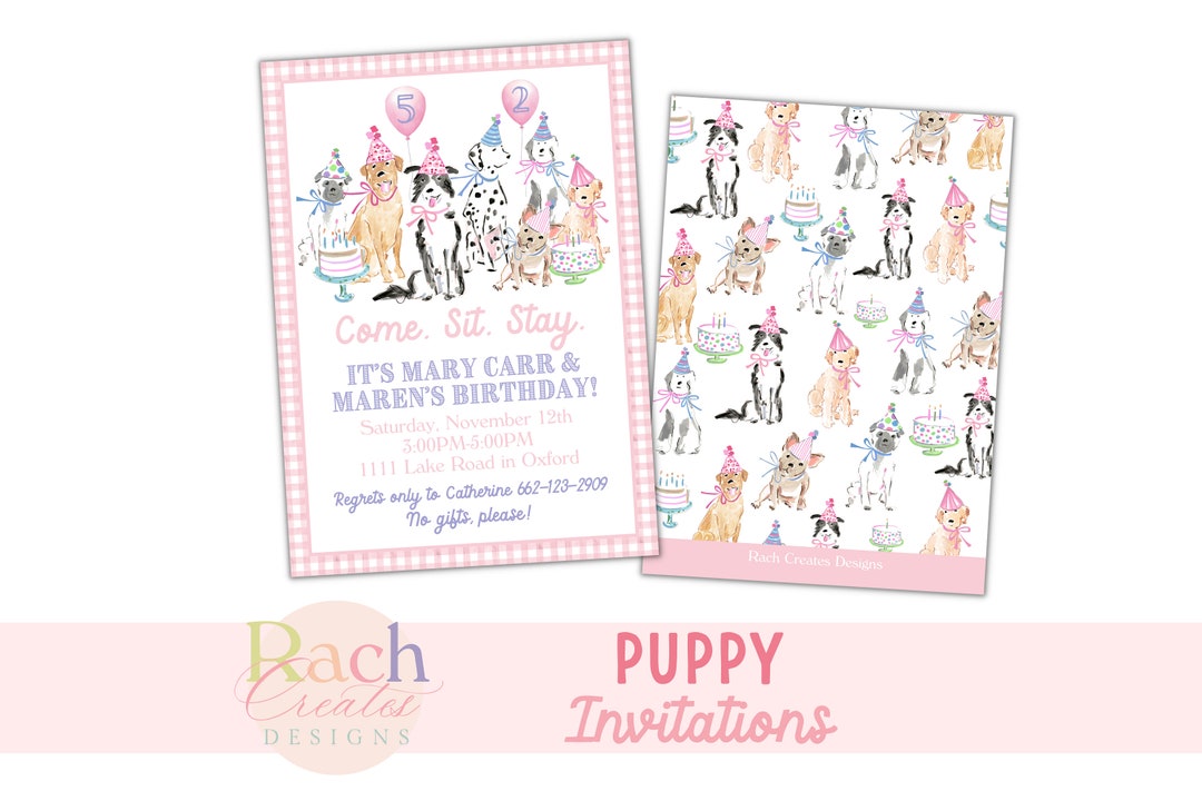 Puppy Party Birthday Invitation - Etsy