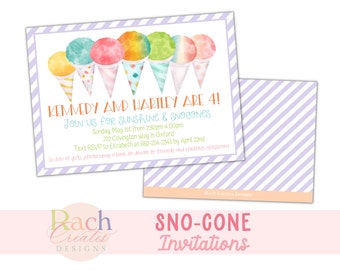 Watercolor Snow Cone Birthday Party Invitation Snowball Sno - Etsy