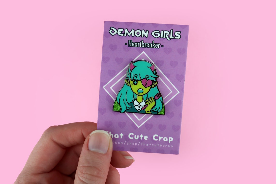 Demon Girl Heartbreaker Enamel Pin - Etsy