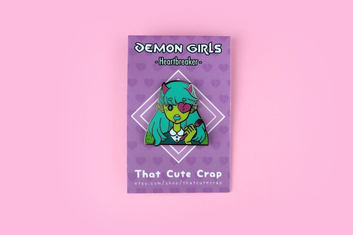 Demon Girl Heartbreaker Enamel Pin - Etsy