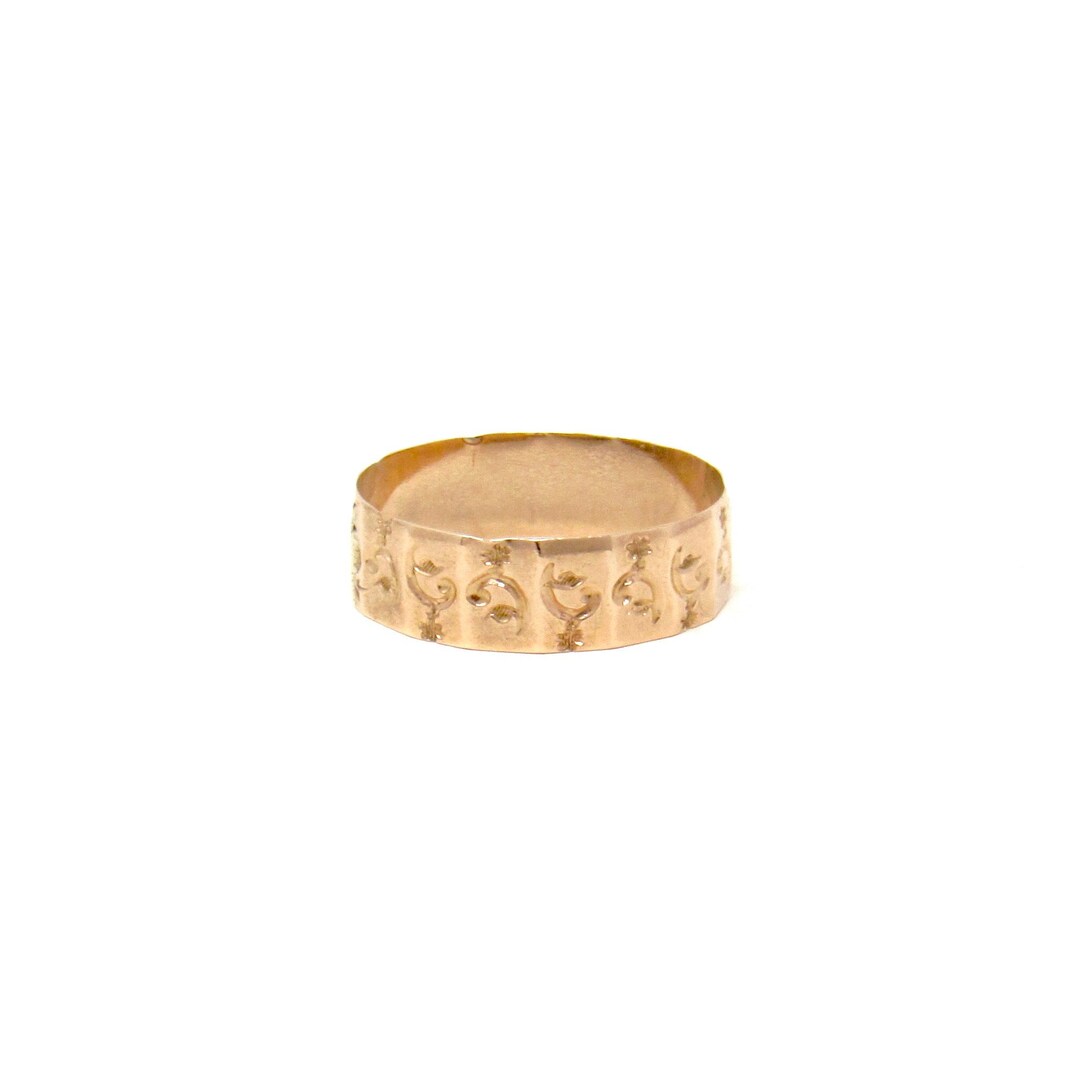 Antique 9K Rose Gold Wedding Band Victorian Solid Gold Cigar Band Ring ...