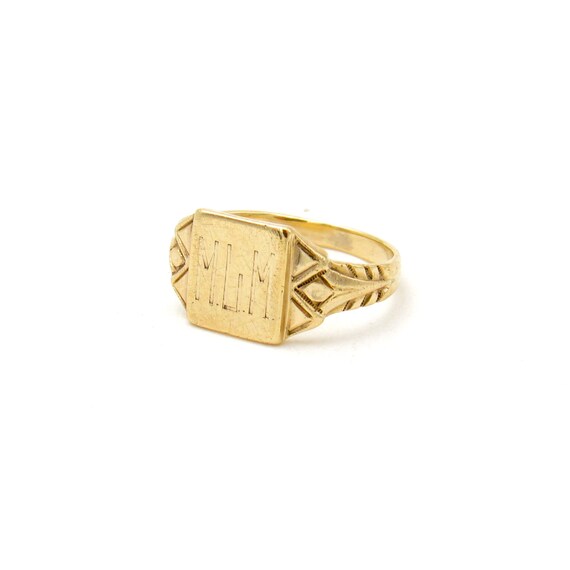 Antique 10K Gold Signet Ring | Art Deco Solid Gold En… - Gem