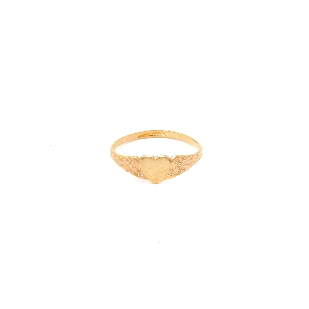 Vintage 10K Gold Child Signet Ring Solid Gold Blank Initial Heart Baby ...