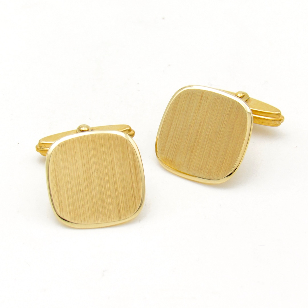 Vintage Mid-century Gold Cufflinks 8K Solid Gold Square Cufflinks ...