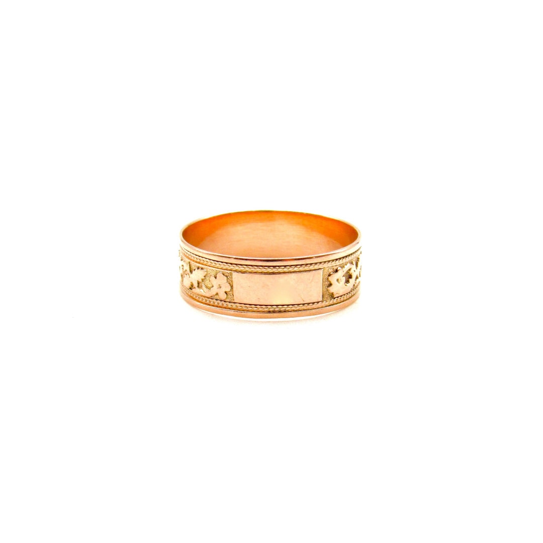 Victorian Rose Gold Wedding Band | Antique Solid 12K Gold Wedding Ring ...