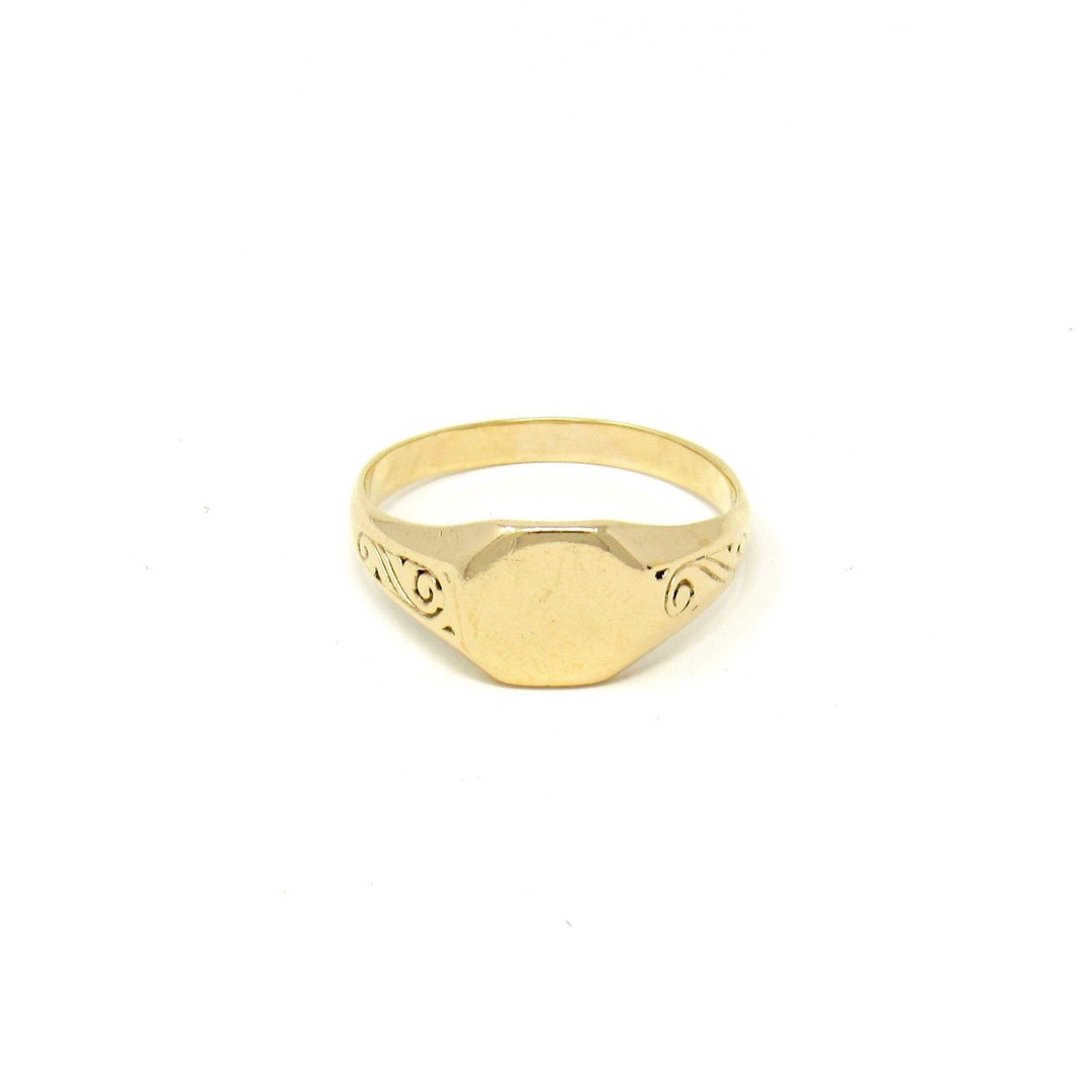 Art Deco 10K Gold Signet Ring Antique Solid Yellow Gold Blank Signet ...