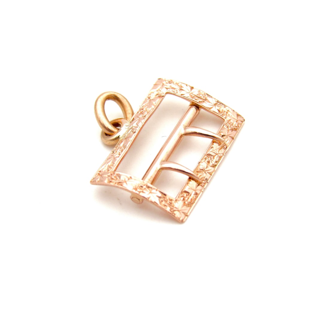 Antique 10K Gold Buckle Charm | Victorian Solid Gold Buckle Pendant ...