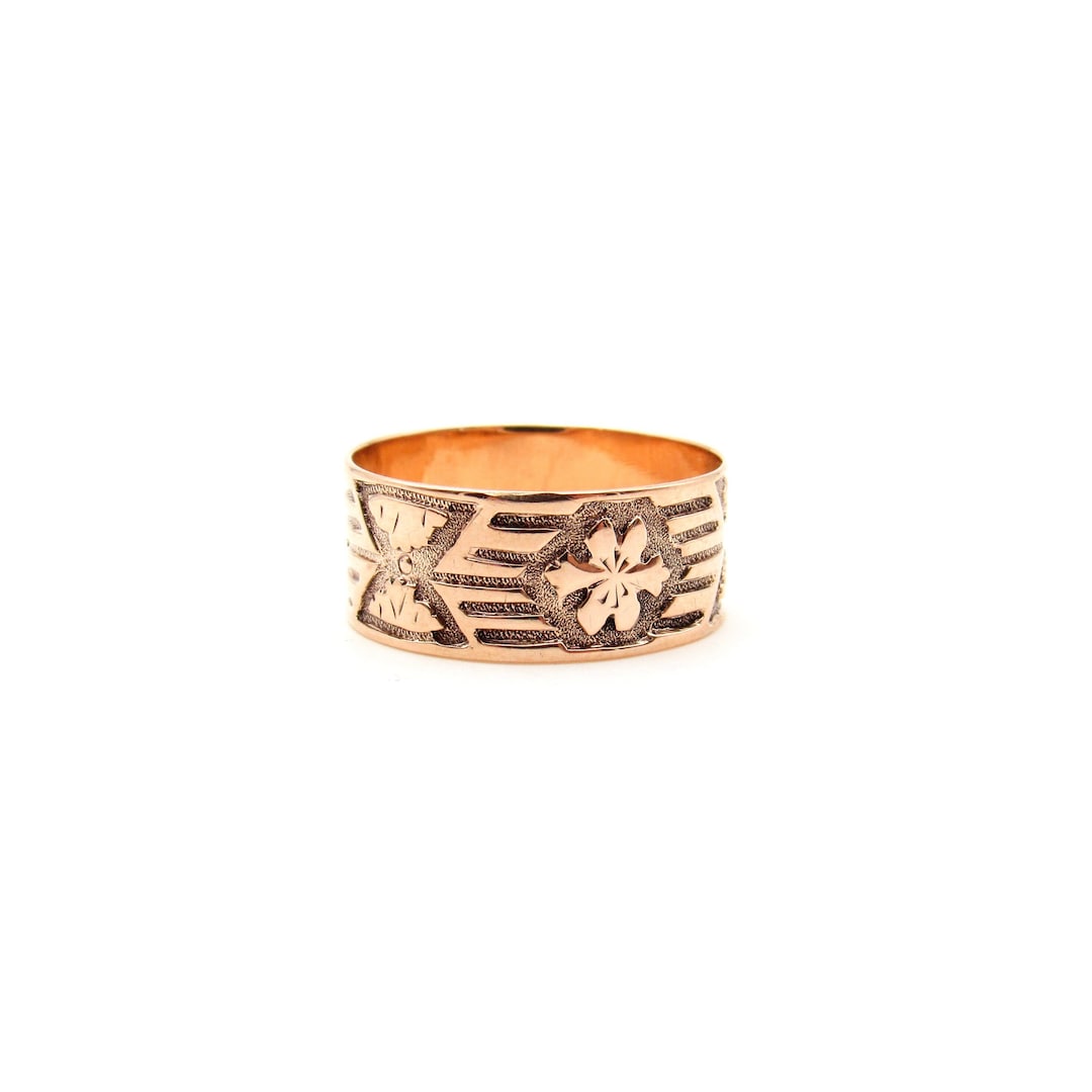 Antique 10K Rose Gold Wedding Band Victorian Solid Gold Ring Band Rose ...