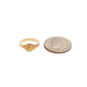Antique 10K Gold Baby Signet Ring Victorian Solid Rose Gold Initial R ...