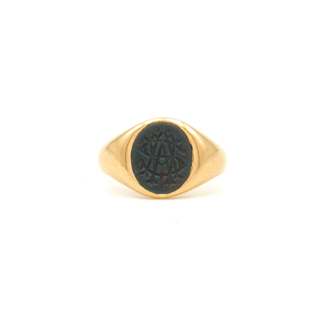 Antique 22K Gold Bloodstone Signet Ring Victorian Solid Gold Wax Seal ...
