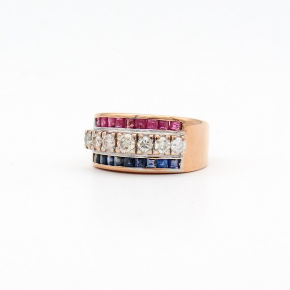 Vintage 14K Gold Diamond Sapphire Ruby Ring | Solid G… - Gem