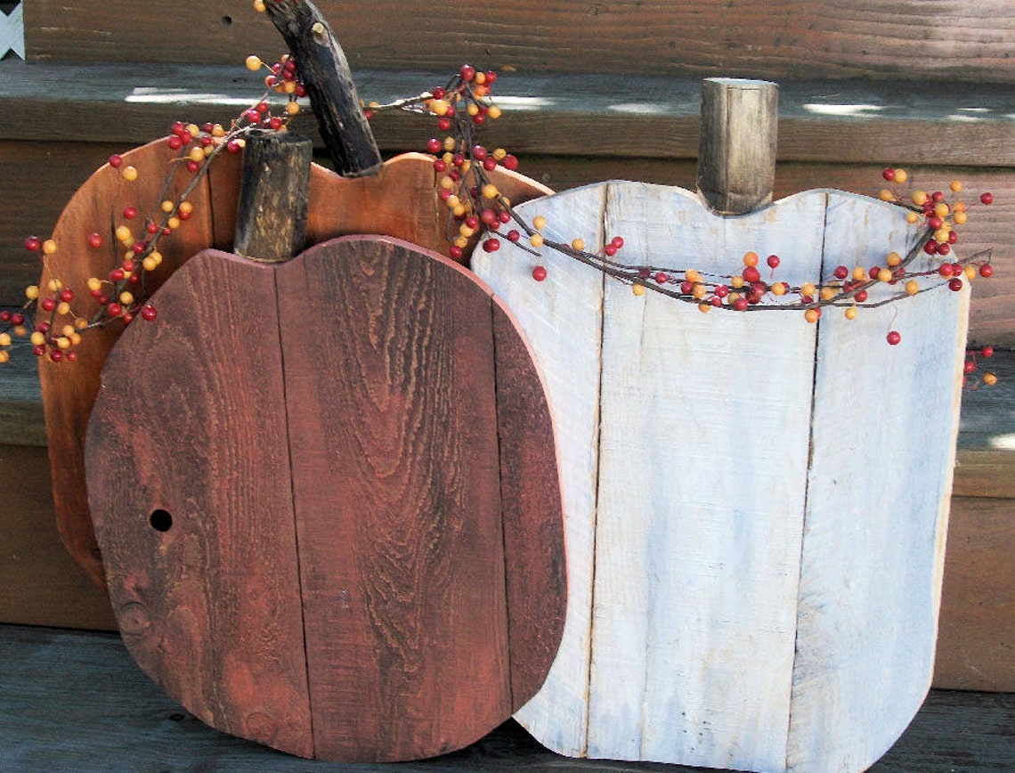 Wood Rustic Pumpkins Set Fall Farmhouse Porch Fall Entryway Etsy
