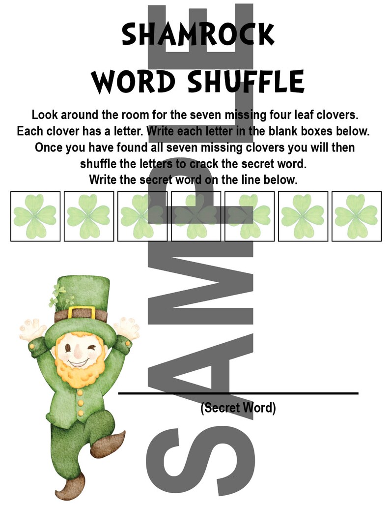 Shamrock Word Shuffle Printable PDF St. Patricks Day Classroom Game - Etsy