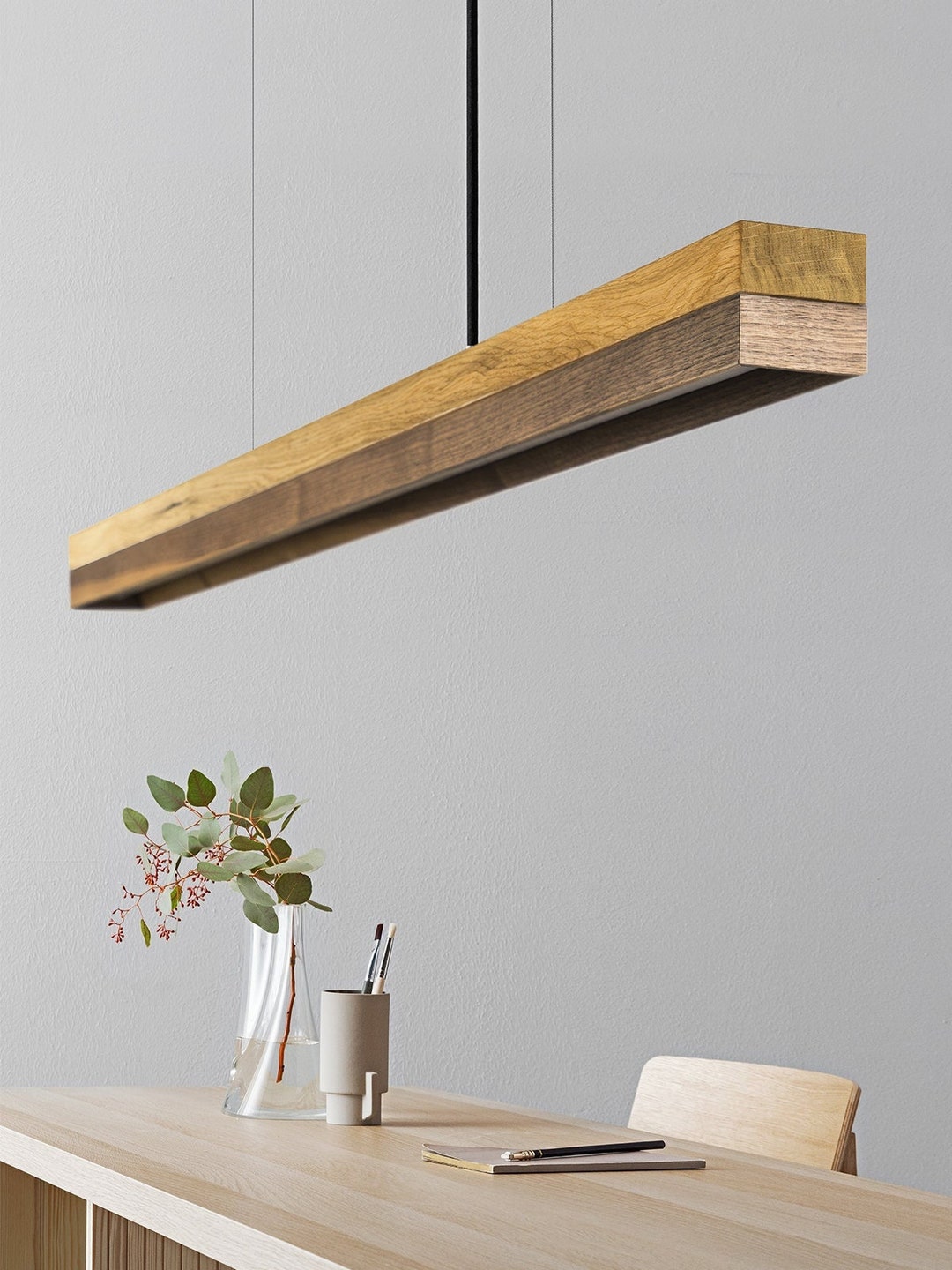 Pendant Lamp | Oak Wood & Walnut | Dining Room | Gantlights | LED - Etsy
