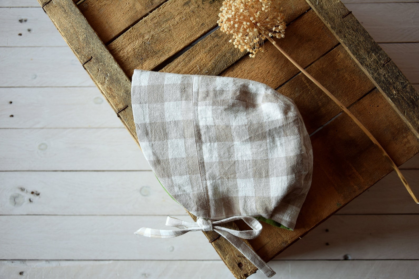 Reversible Linen Bonnet Brimmed Baby Bonnet | Etsy