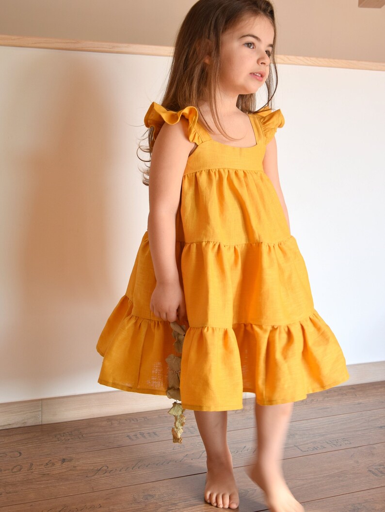 Vestito di lino bambina Abito boho lino - Etsy Italia