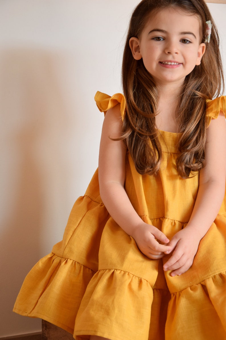 Vestito di lino bambina Abito boho lino - Etsy Italia