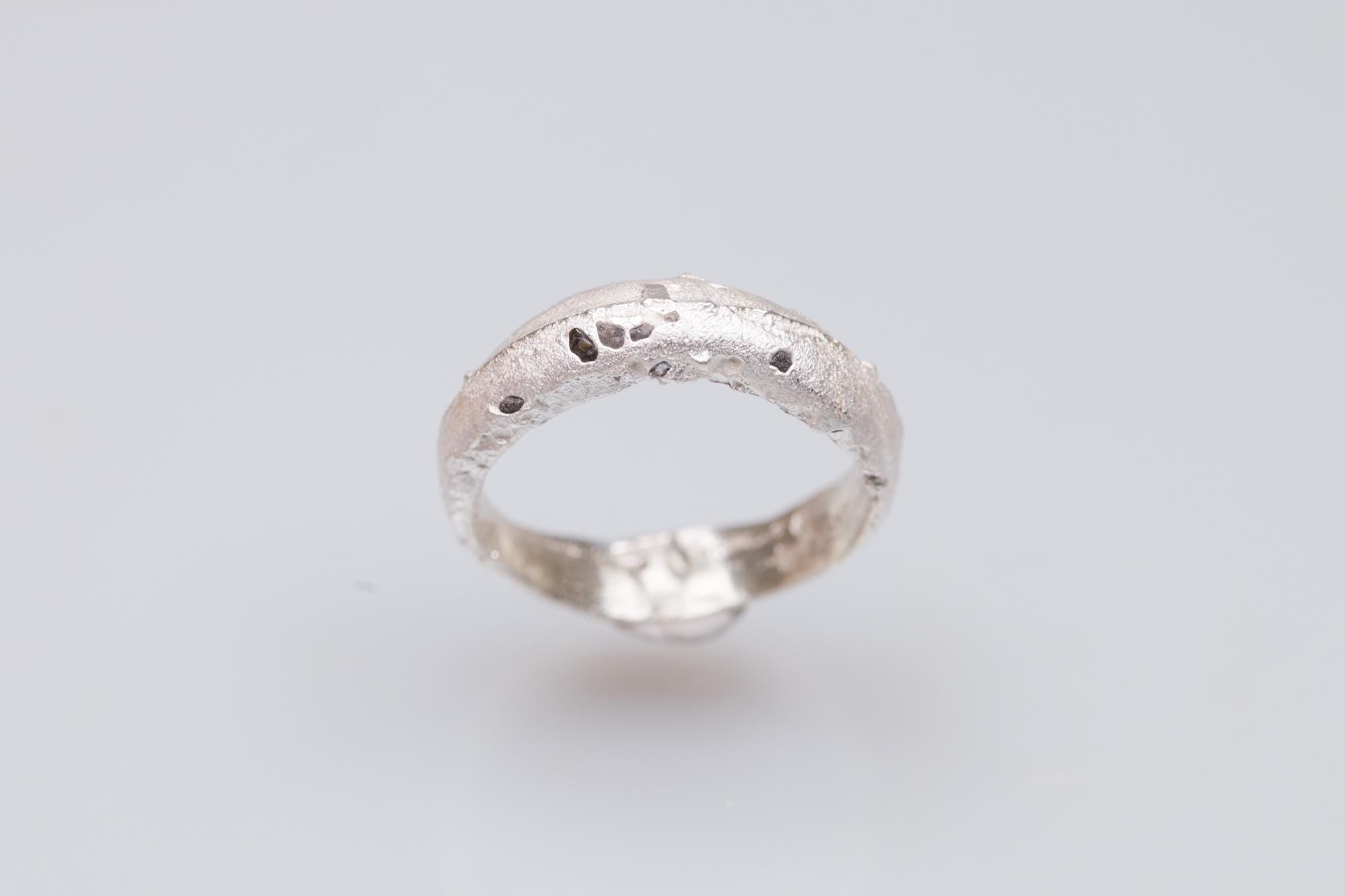 Ocean Ring Band With Tiny Grains of Sands, Sandcast Ring From Cinque ...
