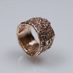 Rustic Bronze Wide Band Ring Textured Bronze Anniversary - Etsy