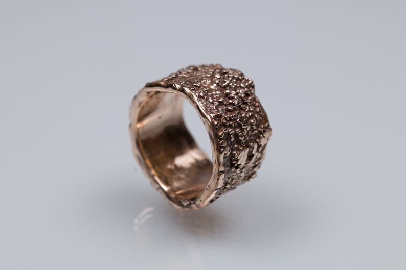 Rustic Bronze Wide Band Ring Textured Bronze Anniversary | Etsy