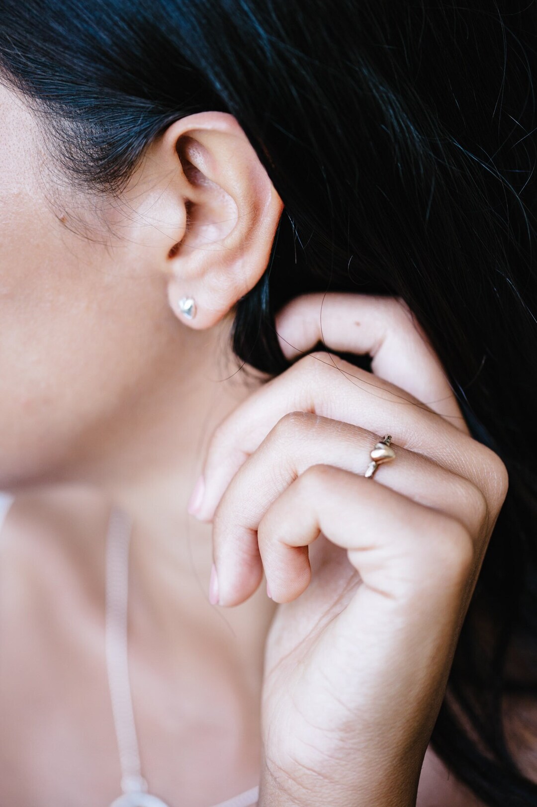 Tiny Golden Heart Ring for Women, Love Ring for Her, Two Tone Ring ...